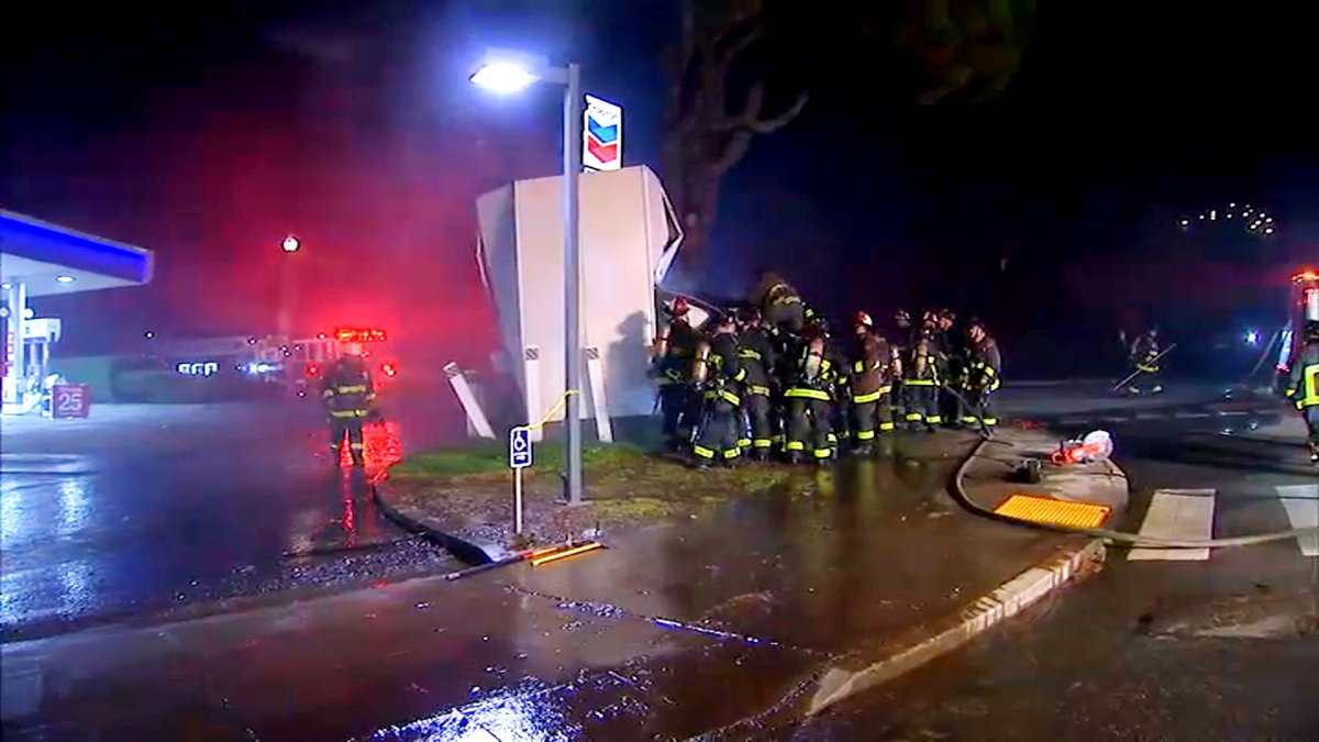 Vehicle Crashes into SF Chevron Outbuilding, Catches Fire – NBC Bay Area