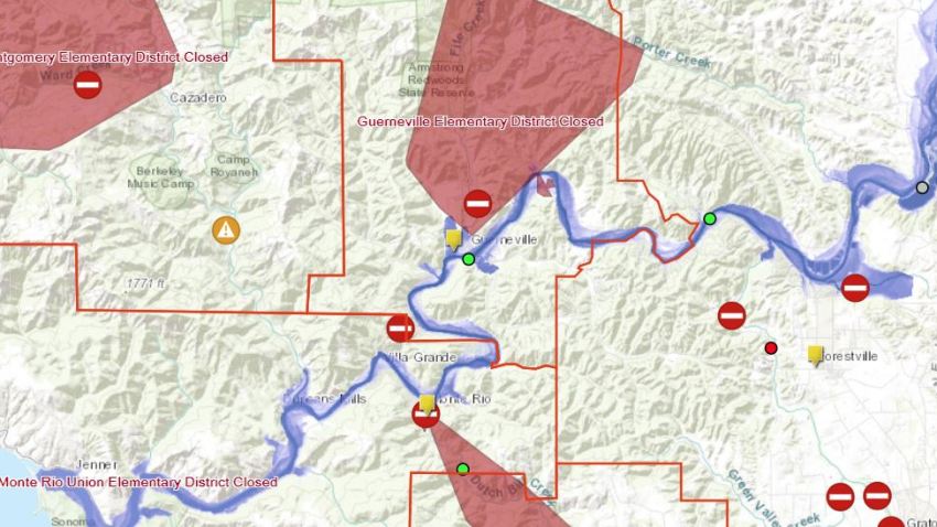 Sonoma County Flood Map: Road Closures, Sandbag Locations, Power ...