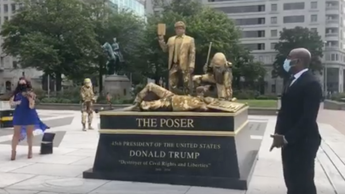 ‘Living Statue’ Targeting President Trump Pops Up in DC’s Freedom Plaza ...