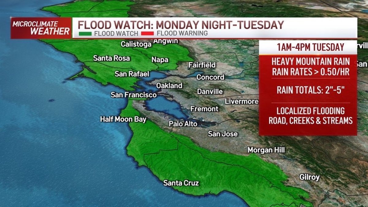 Bay Area Forecast: Moderate to Heavy Rain Tuesday – NBC Bay Area