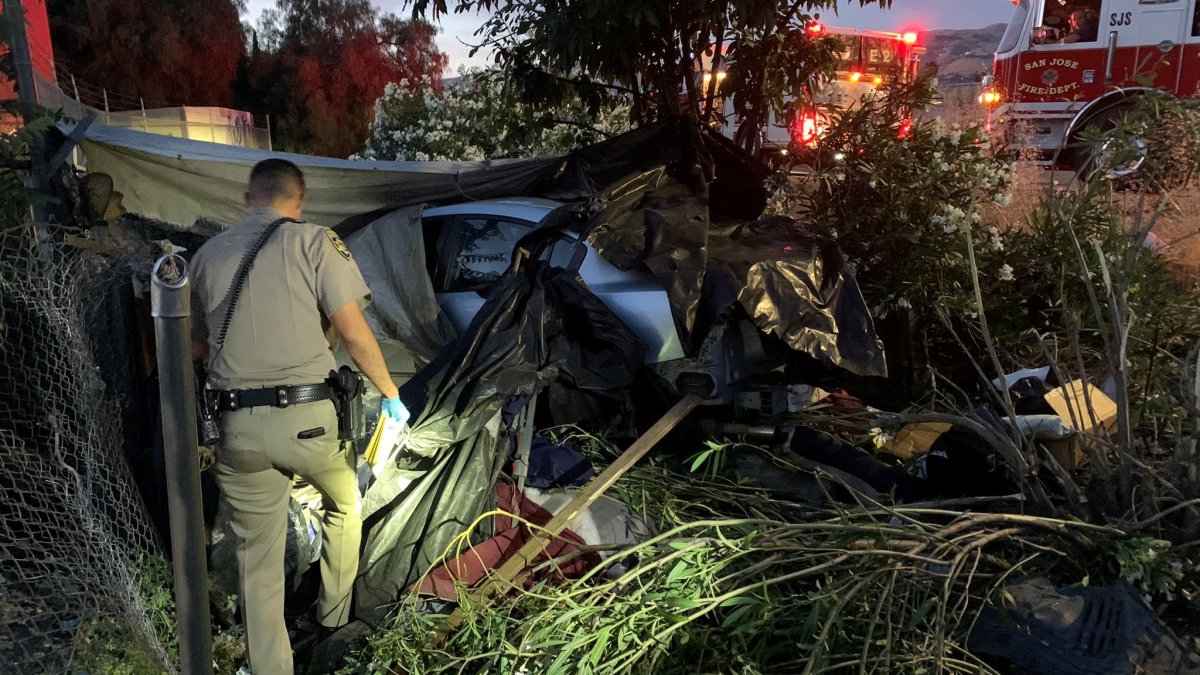 Car crashes into tent near I-680 on-ramp in San Jose – NBC Bay Area