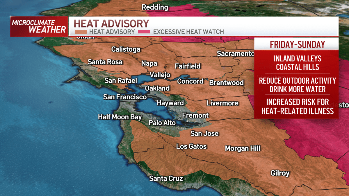Bay Area forecast: Heat advisory for inland areas – NBC Bay Area