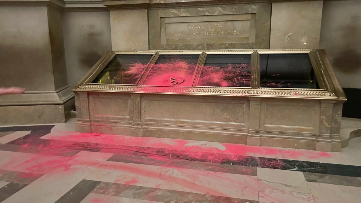 National Archives close after red powder dumped on Constitution display ...