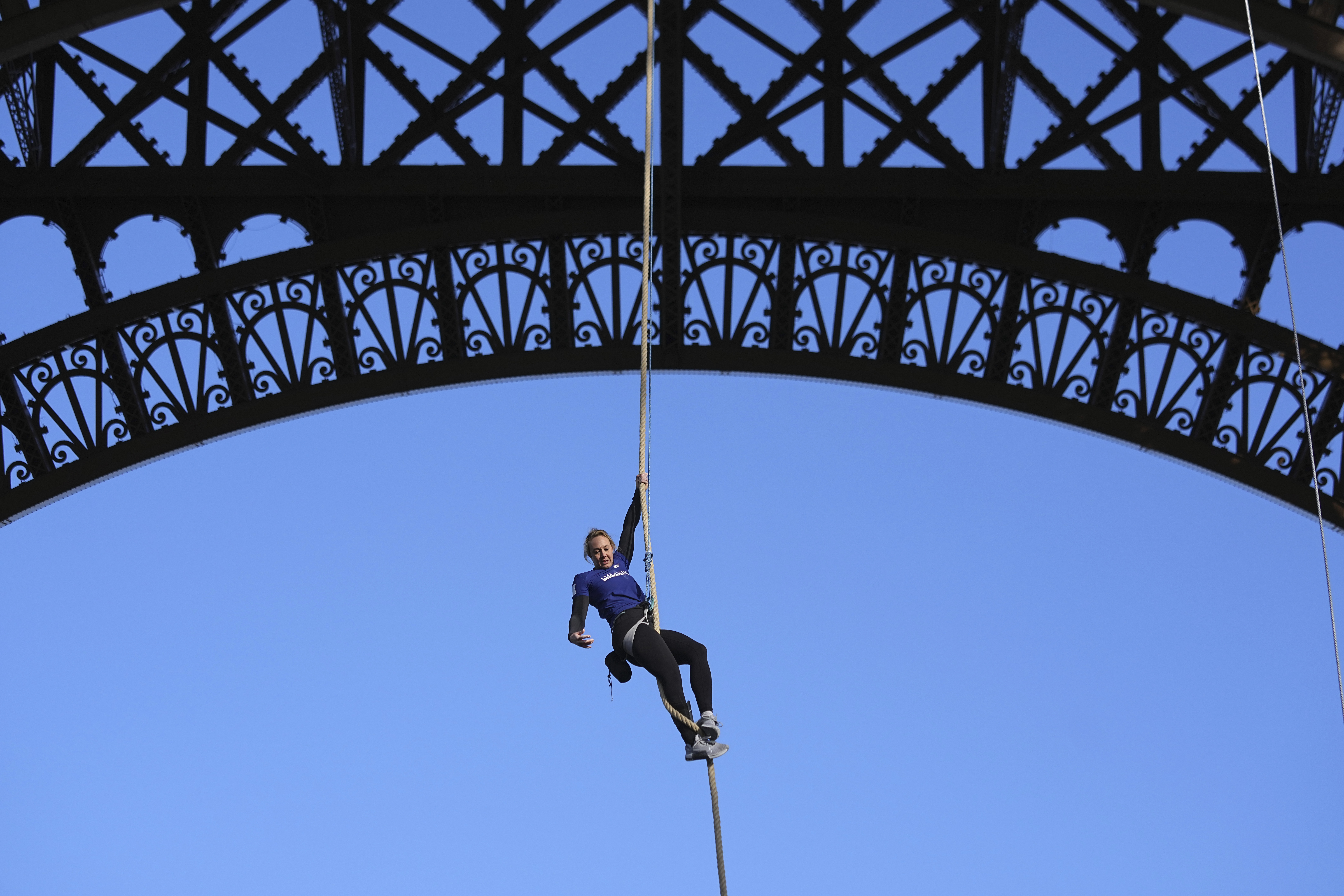 French woman climbs rope up Eiffel Tower for new world record – NBC Bay ...