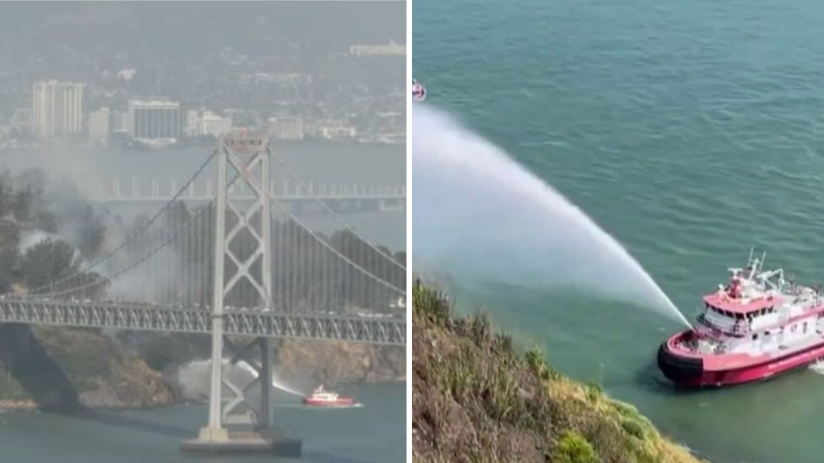 Eastbound Bay Bridge lanes reopen after crews battle grass fire on ... Eastbound Bay Bridge lanes reopen after crews battle grass fire on ...