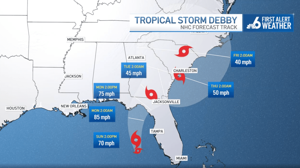 Hurricane Debby expected to strengthen rapidly near Florida – NBC Bay Area