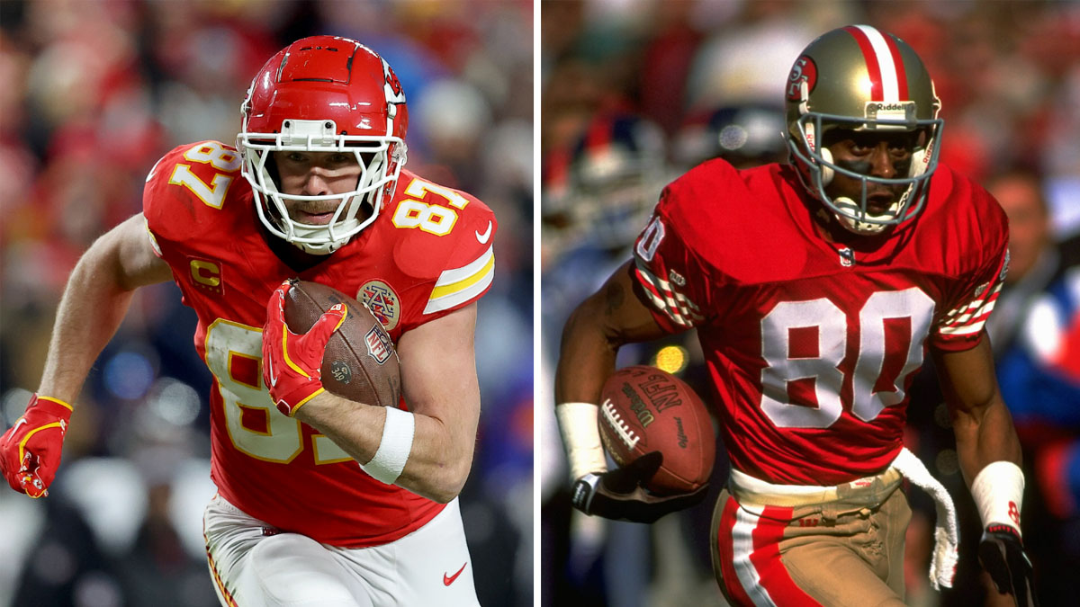 Travis Kelce breaks Jerry Rice NFL playoff record in Chiefs vs. Texans – NBC Bay Area