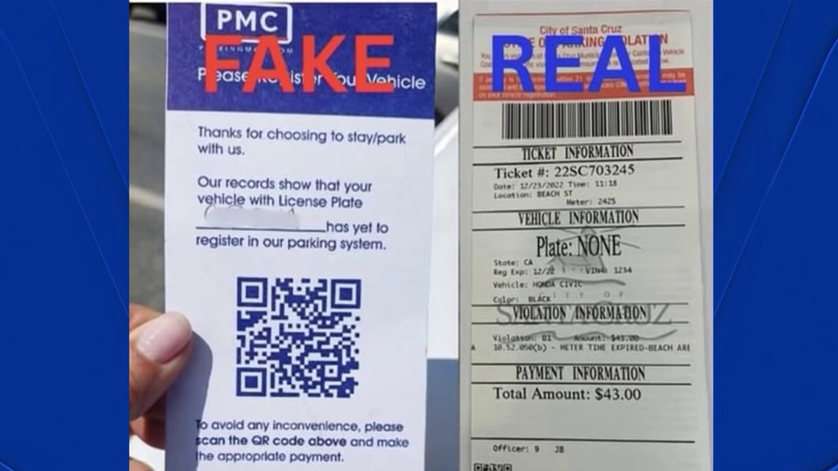 Police warn about fake parking tickets in Santa Cruz – NBC Bay Area