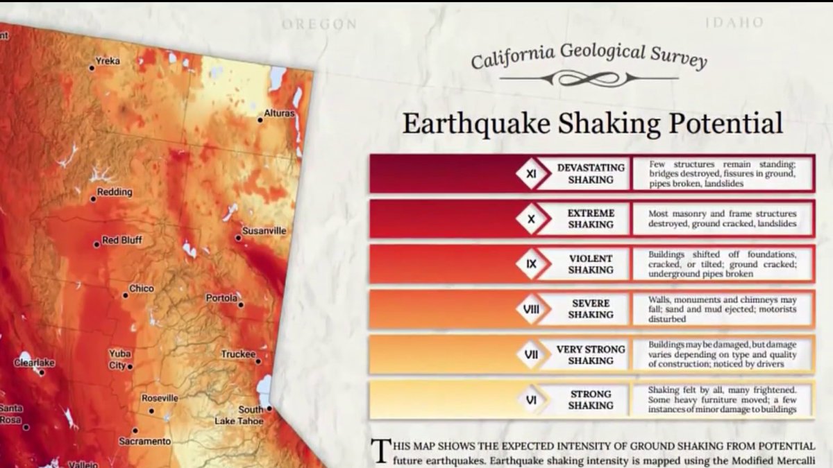California Geological Survey map shows earthquake shaking potential ...