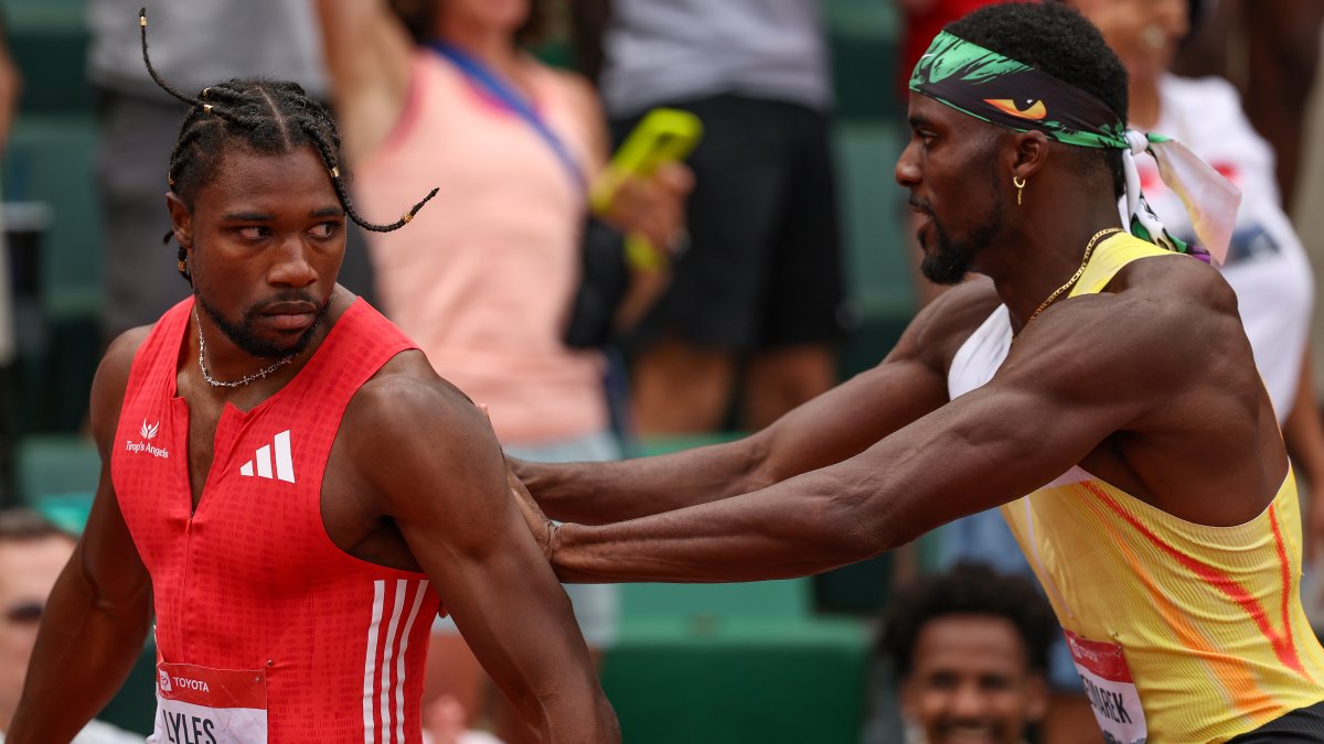 Noah Lyles shoved by Kenny Bednarek after U.S. championships race – NBC ...
