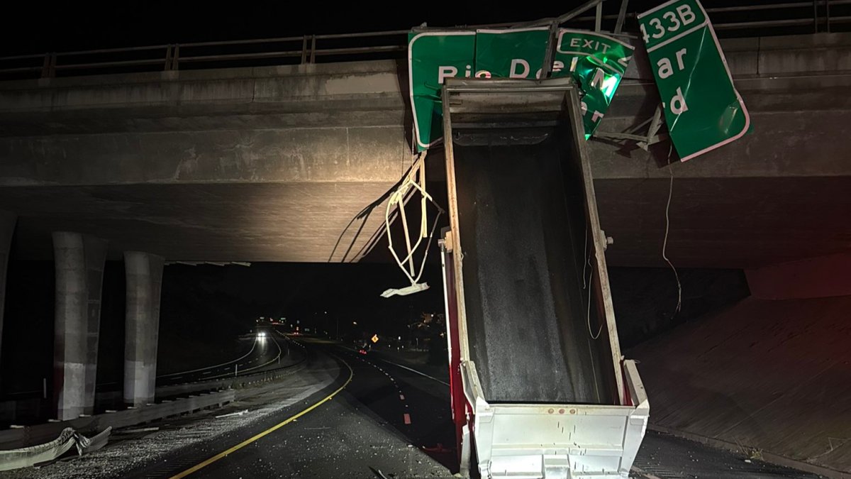 Dump truck hits overpass in Santa Cruz County – NBC Bay Area