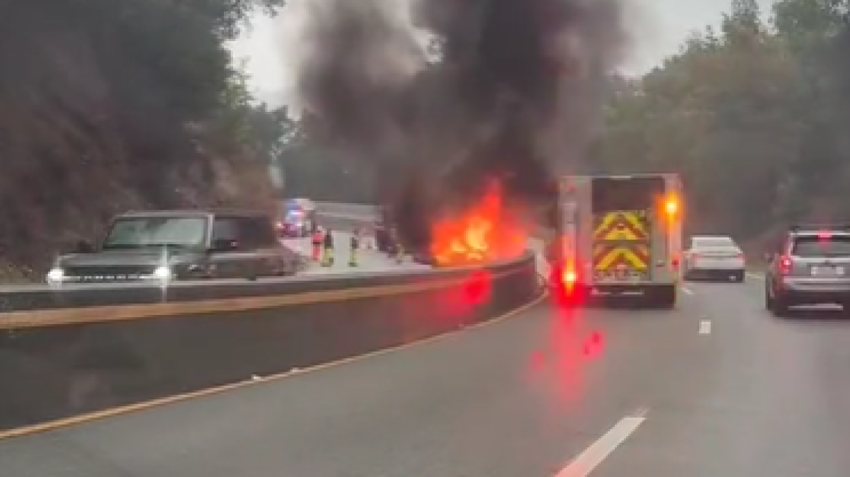 Car fire blocks southbound Highway 17 in the Santa Cruz Mountains – NBC ...